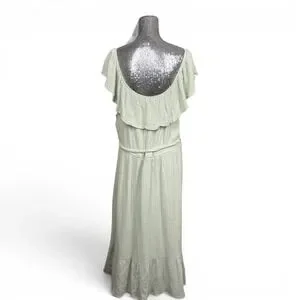 Cato | Dresses | Cottagecore Sage Green Gauze Maxi Dress Boho Ruffle ...